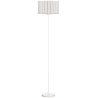 HOMCOM Stehlampe, Stehleuchte mit Wellenschirm Standlampe mit Fu&szlig;schalter, E27 Fassung, f&uuml;r Wohnzimmer, Schlafzimmer, exkl. Gl&uuml;hbirne, Wei&szlig;