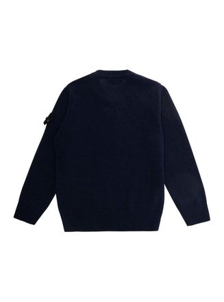 Stone Island Boys Crewneck Wool Sweater Blue Tops Top