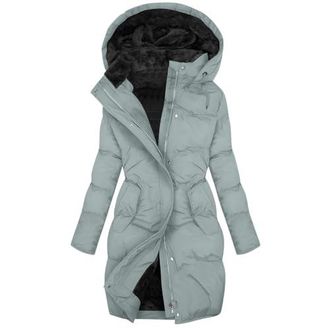 Minetom Manteau Femme Hiver Polaire Chaud Imperm&eacute;able Veste &agrave; Capuche Manches Longues Manteaux mi longue Blouson Casual A Argent&eacute; L