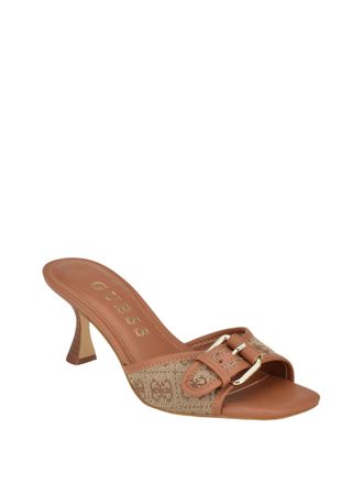 Guess Damen Dista Sandale mit Absatz, Beige/Brown 210, 37.5 EU