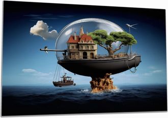 Wallario Herdabdeckplatte/Spritzschutz aus Glas, 1-teilig, 80x52cm mit 8 mm hohen Füßen, für Ceran- und Induktionsherde, Schwebende Inselträume