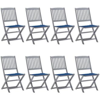 vidaXL Klappbare Gartenst&uuml;hle 8 Stk. mit Kissen Massivholz Akazie vidaXL