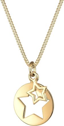 Elli Halskette Silber 925 Vergoldet 24K Stern Cut-Out Plättchen Anhänger Sternchen Kette Damen Schmuck Geschenke für Frauen Mädchen Mama Freundin, Silberke