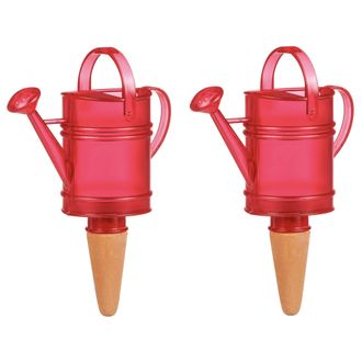 Scheurich Wasserspender Nelly | 2X Rot | 110 ml F&uuml;llmenge | Bew&auml;sserungskugel klein mit Ton Fu&szlig; | Wasserspender Pflanzen und Blumen Terrakotta Stiel