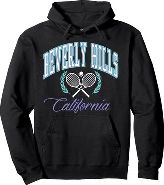 Trendy Apparel Beverly Hills California Tennis Raquet Crest Pullover Hoodie