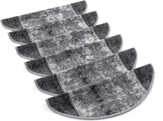 RugsX Treppenteppich STARK Stufenmatten, Selbstklebend, 64x22 cm + 3,5cm Vorderkante, grau, 13 Stück