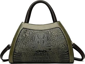 Generic Sac &agrave; main crocodile pour femme, sac &agrave; main tendance avec poign&eacute;e sur le dessus, sac &agrave; bandouli&egrave;re moyen pour femme, Vert, Medium