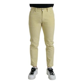 Dolce & Gabbana Gelbe Corduroy Logo Skinny Jeans - - Trousers - Herren - Gelb - M
