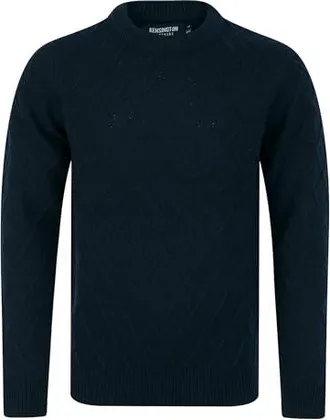 Kensington Eastside Waddingham Pull à col rond en laine mélangée pour homme, encre, XL