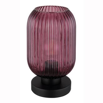 Globo Lighting Tischlampe Nachttischleuchte Beistellleuchte 1x E27 Glas lila schwarz matt