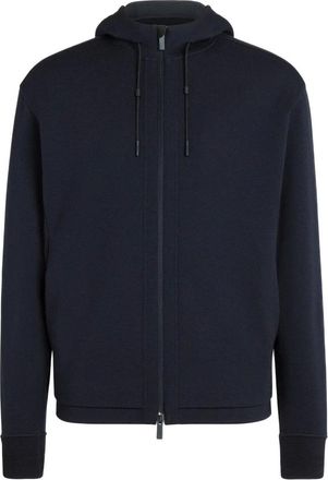 Ermenegildo Zegna Homme, Sweatshirts et sweats &agrave; capuche, Bleu, Taille: 2XL Felpa full zip in misto lana high performance