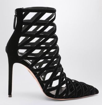 Aquazzura Black perforated décolleté with zip