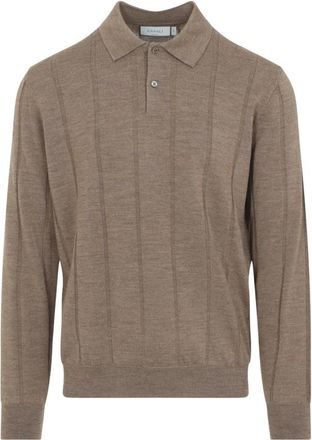 Canali Strukturierter Rippstrick-Merino-Polo - - Tops - Herren - Braun - M