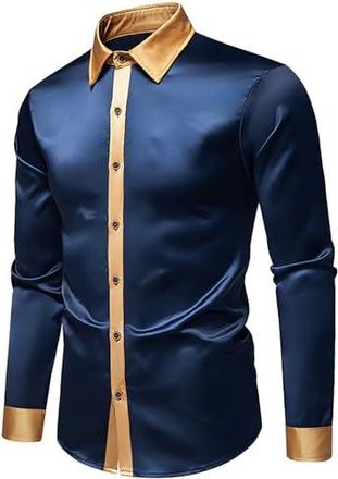 Generic Chemise &agrave; manches longues pour homme - Coupe ajust&eacute;e - Facile &agrave; repasser - Pour les loisirs et le travail - Avec boutonni&egrave;re - Chemise &agrave; manches longu