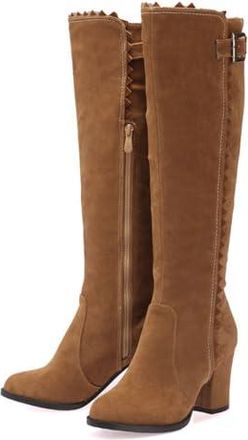 Generic Bottes dhiver &agrave; talon bloc &eacute;pais pour femme avec boucle et fermeture &eacute;clair lat&eacute;rale et bout rond, jaune, 37.5 EU