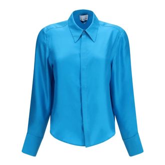 SA SU PHI Chemise Petit en Soie - Femme - Blouses et Chemises - Bleu - Taille: 46 FR