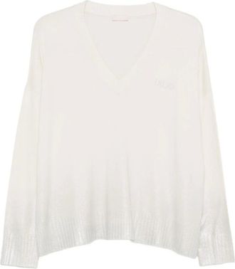 Liu Jo Femme, Pulls, Blanc, Taille: 40 FR V-neck Tricots