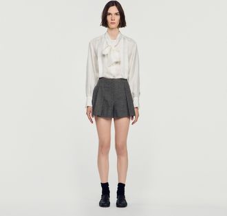 Sandro Short en laine motif pied-de-poule