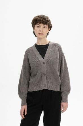 Mela Damen vegan Rippstrick Cardigan Bhuma Bear Melange