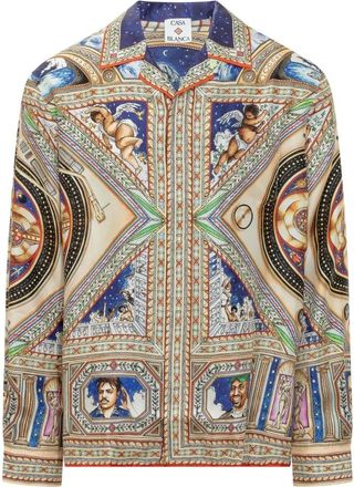 Casablanca Homme, Chemises, Multicolore, Taille: M Take Me To Church Cuban Collar Silk Shirt