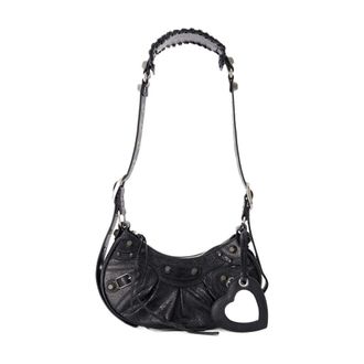 Balenciaga Womens Cagole Shoulder Bag Black Lambskin