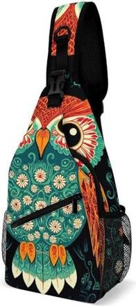 Generic Sacoche Homme Bandouliere Chouette ethnique Multifonction Sac De Poitrine Casual Cross Body pour Cyclisme Femme Voyage