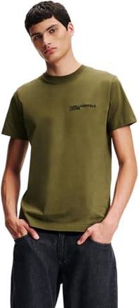 Karl Lagerfeld Homme, T-Shirt Slim À Manches Courtes avec Logo Essentiel, Coupe Slim, Vert Lierre, L