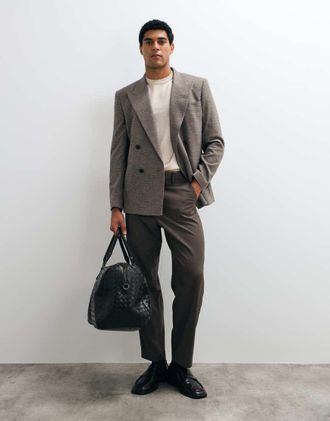 Asos veste de costume crois&eacute;e regular &agrave; carreaux marron