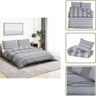 vidaXL The Living Store - Bettw&auml;sche-Set Grau 260x240 cm Baumwolle - Bettschaum - Baumwollbettw&auml;sche - Grau - Doppelbett - Bettw&auml;sche Set