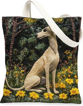 Generic Sac fourre-tout en toile motif l&eacute;vrier printanier 33 x 38,1 cm, style tricot&eacute;, sac d&eacute;picerie r&eacute;utilisable pour femme, peinture esth&eacute;tique, d&eacute;coration 