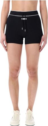 Marine Serre Femme, Sport, Noir, Taille: 42 FR Mini-short c&ocirc;tel&eacute; en jersey &agrave; cordon de serrage