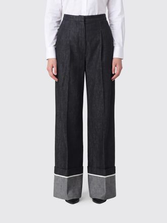 Pantaloni Torino Jean Grace large en denim taille haute avec revers
