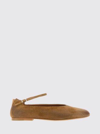 Jil Sander Ballerines Elyss en cuir su&eacute;d&eacute; avec bride cheville et bout rond