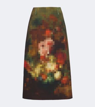 Dries Van Noten Jupe midi en coton &agrave; imprim&eacute;