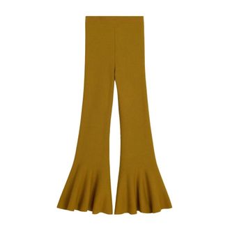 Ami Gr&uuml;ne Viskose Flare Godet Hose - - Trousers - Damen - Gr&uuml;n - S