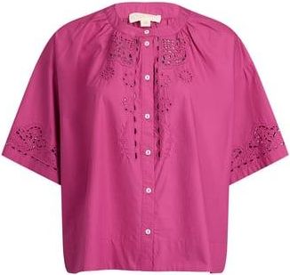 Louise Misha Chemise Feonys brod&eacute;e &agrave; manches courtes en coton