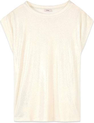 Oltre Femme, Tops, Blanc, Taille: 40 FR Metallic Effect T-shirt