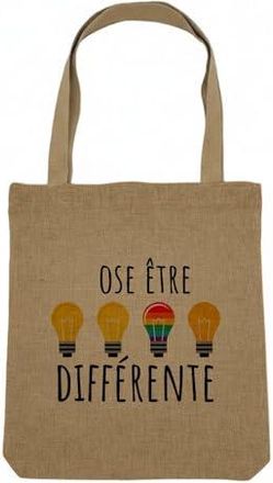 Fabulous Sac Shopping Tote Bag Aspect Lin - Ose Etre Diff&eacute;rente LGBTQ+ Gay Lesbien Trans - Sac de Courses Toile Epaisse 360g Beige Naturel Cabas Port&eacute; Epaule S