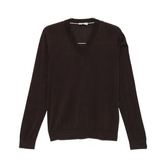 Paolo Pecora Homme, Pulls, Brun, Taille: S Pull en laine &agrave; col en V