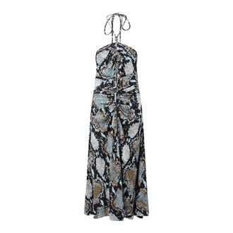 Proenza Schouler Robe Midi &agrave; Imprim&eacute; Serpent et Dos Nu - Femme - Robes - Multicolore - Taille: 36 FR