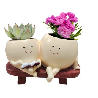 Generico Blumentopf mit Sonnenblumengesicht, Blumentopf mit Kopf, dekorativer St&auml;nder f&uuml;r Zimmerpflanzen aus Harz, Geburtstag, Dekoration f&uuml;r den Garten zu Hau