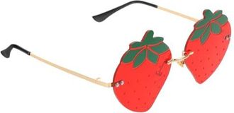 BESPORTBLE de Soleil sans Monture Légères à Motif Fraise pour Femmes Design Rétro Unique Confort Prolongé pour Fêtes Conduite et Séances Photo