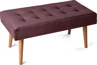 MG Design Polsterbank 45 &times; 90 cm in Violett - stabiles Holzgestell, weich gepolstert, samtig-weiche Oberfl&auml;che mit dezentem Schimmer, pflegeleicht - f&uuml;r Wohnzim