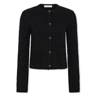 Paco Rabanne Schwarzer Wollstrick-Cardigan mit Schmuckkn&ouml;pfen - - Knitwear - Damen - Schwarzk - S