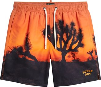 Superdry Herren 17-Zoll Badeshorts aus recyceltem Material mit Foto-Print Abendrot Orange XL