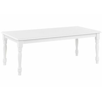 Beliani Couchtisch Wei&szlig; MDF-Platte 60 x 120 cm mit gedrechselten Holzbeinen rechteckig Vintage Landhaus Stil Salon Wohnzimmer Diele Flur Esszimmer