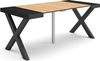 Skraut Home | Ausziehbarertisch | Multifunktionaler ausziehbarer | 180 | Für 8 Gäste | Massivholz Beine | Moderner Stil | Schwarz Eiche