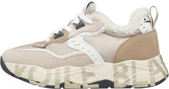 Voile Blanche Sneakers aus Veloursleder und technischem Gewebe, Beige-Platin- 38