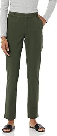 Amazon Essentials Pantalon Jambe Droite Longue Bi-Extensible Femme, Vert Foncé, 46