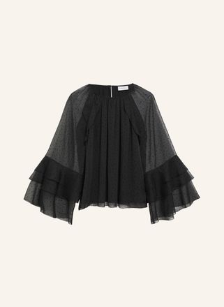 Comma Comma Blusenshirt Mit Volants schwarz